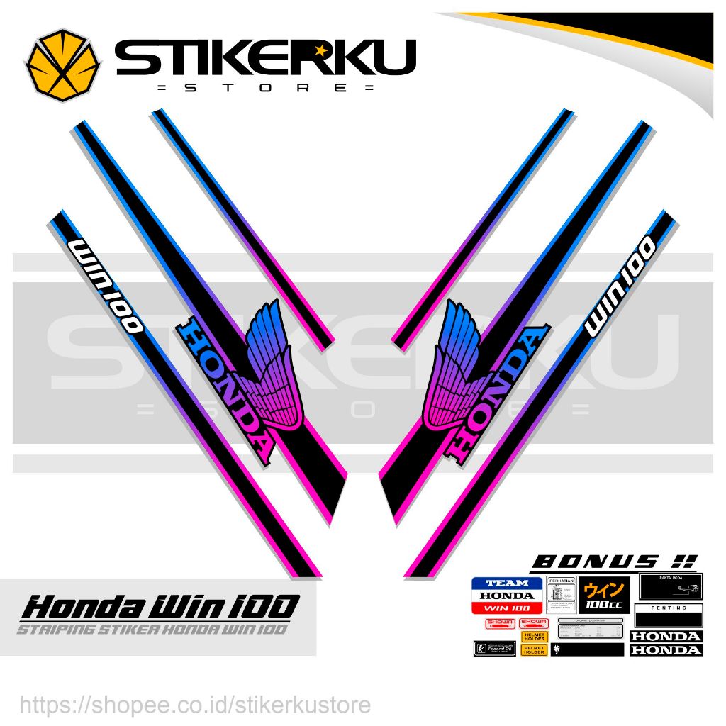 Honda WIN STRIPING / MOTIF 19 / WIN 100 STICKER / WIN STICKERS ...