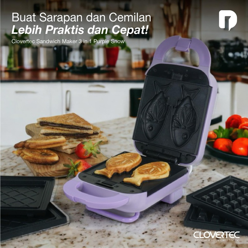 MESIN Clovertec Sandwich Maker 3 in 1 | Electric automatic wafle ...