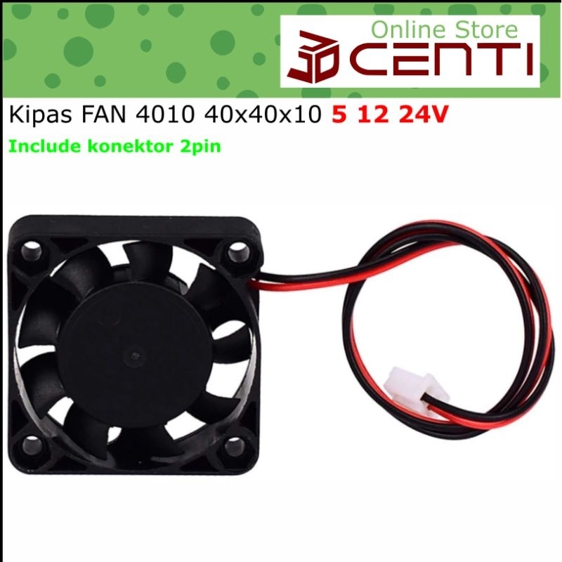 Brushless DC Fan 5V 12V 24V 5 12 24 v include connector 2 pin 4010 40mm ...