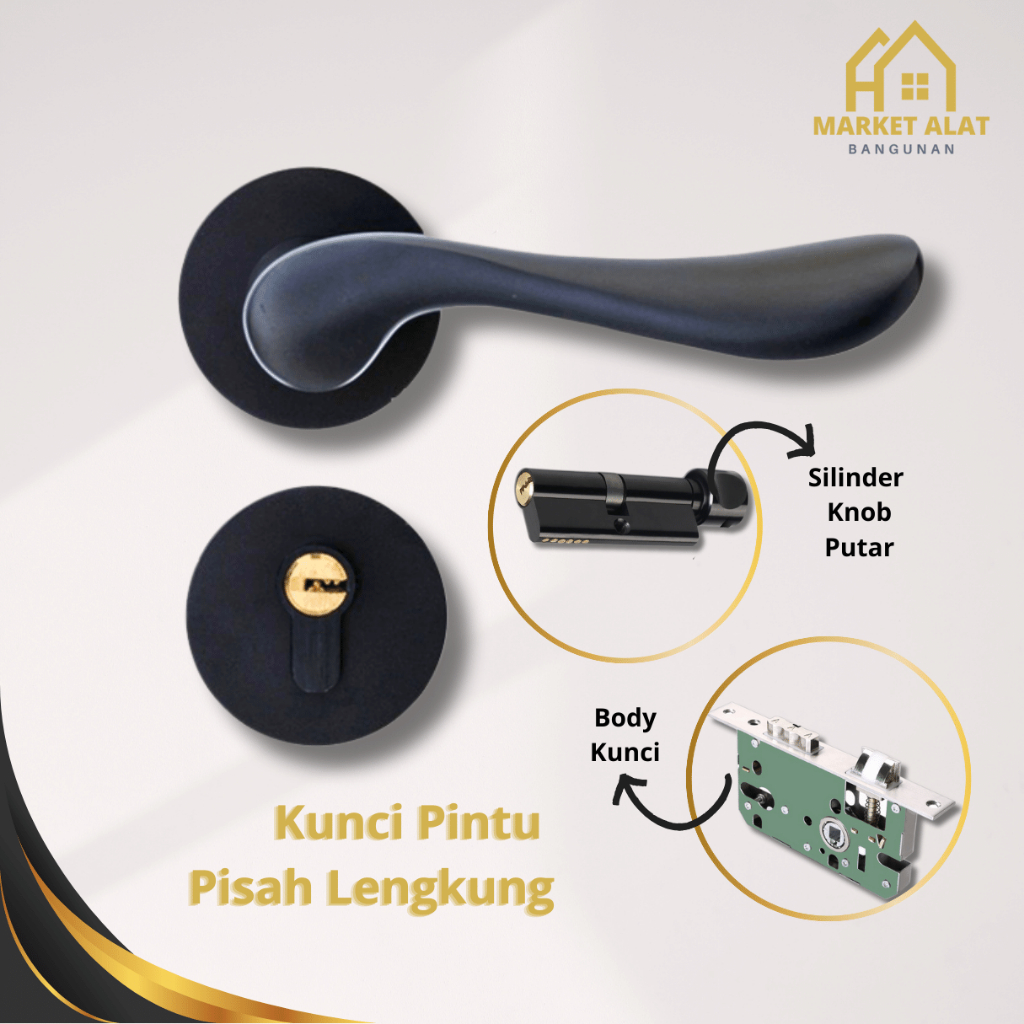 Separate Door lock With Curved Door Handle Full Set/Premium Door lock ...