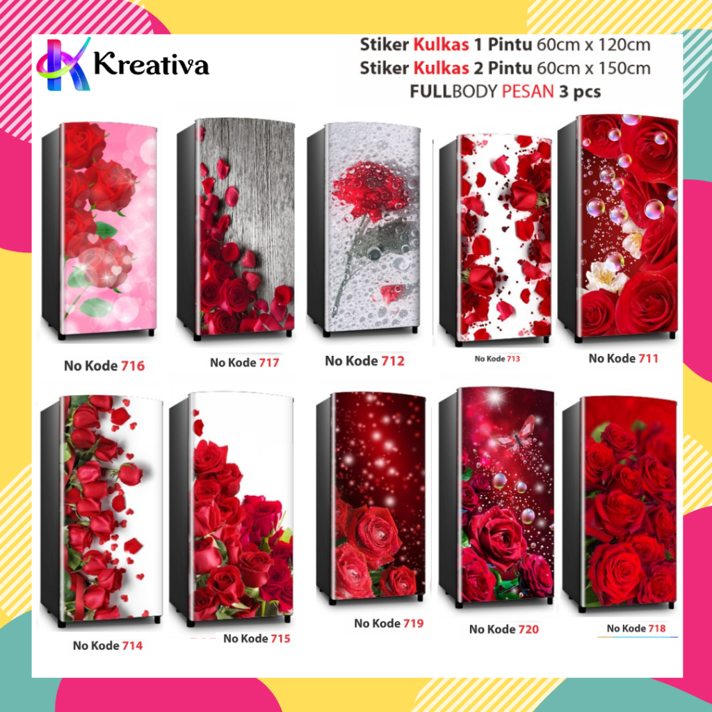 MERAH MAWAR Red ROSE 1 Door or 2 Door Refrigerator STICKER | Shopee ...