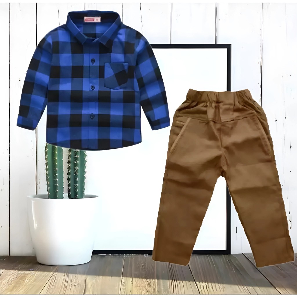 KEMEJA Boys Flannel Shirt SET 1-10 Years | Shopee Malaysia