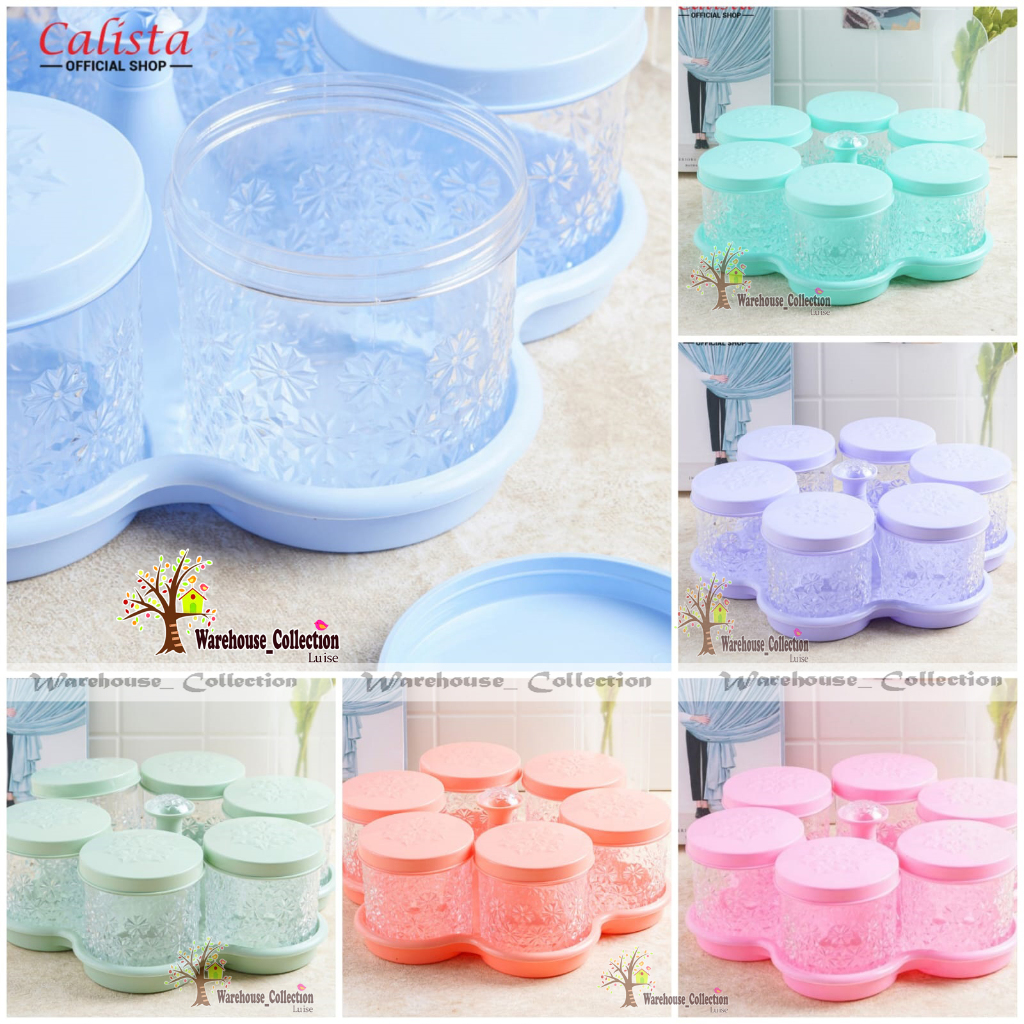 Calista SET OF CRYSTAL JARS 5 in 1//6 in 1 FLOWERS / SNACK CONTAINERS ...