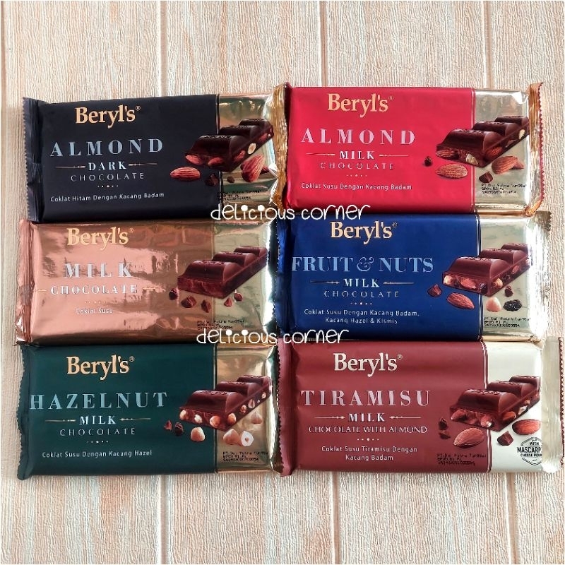 Beryls Bar Chocolate 160g Almond milk, Almond dark, hazelnut tiramisu Premium Chocolate ...
