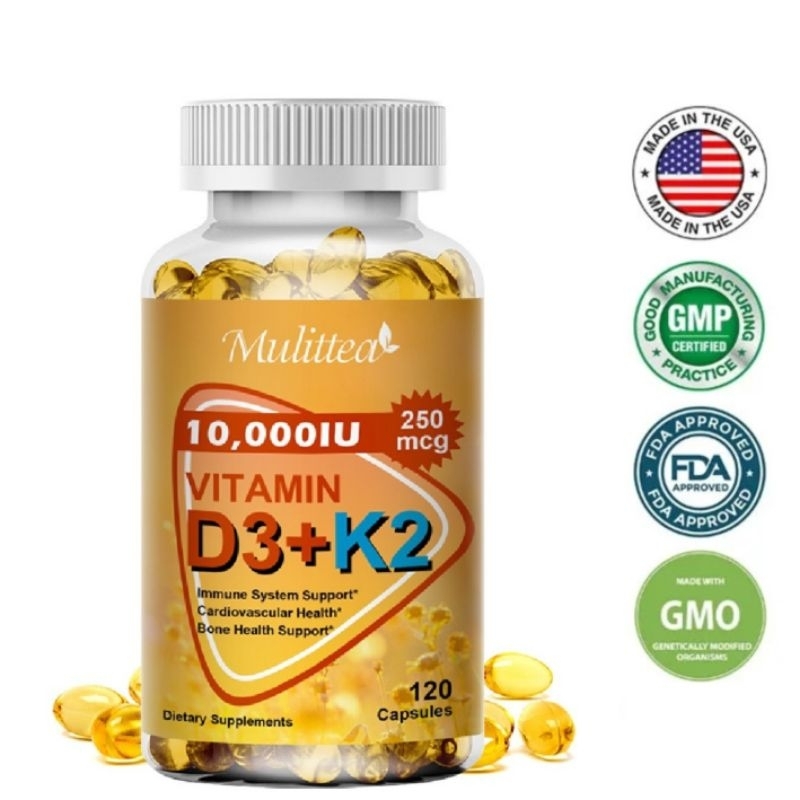 Mulittea Vitamin D3K2 10000 IU Original For Bone &joint Vitamin K2 + D3 Health Increases calcium ...