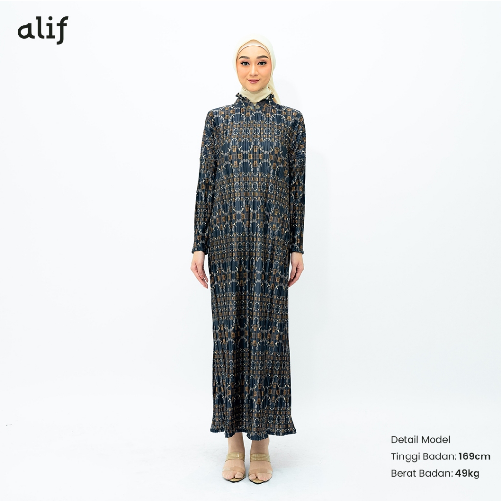 Alif Modern Wear - Pleats Plisket Motif Dress - Moonlit Ocean | Shopee ...