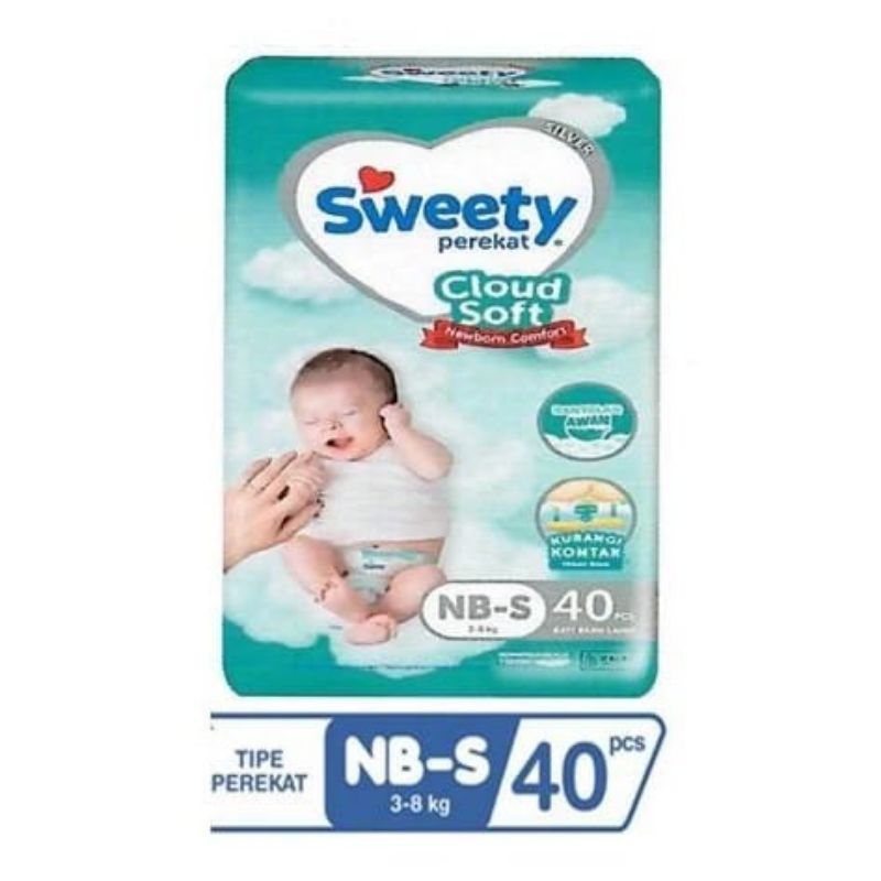 Sweety Silver Adhesive NB-S40 Adhesive/Newborn Baby Diaper (Newborn ...