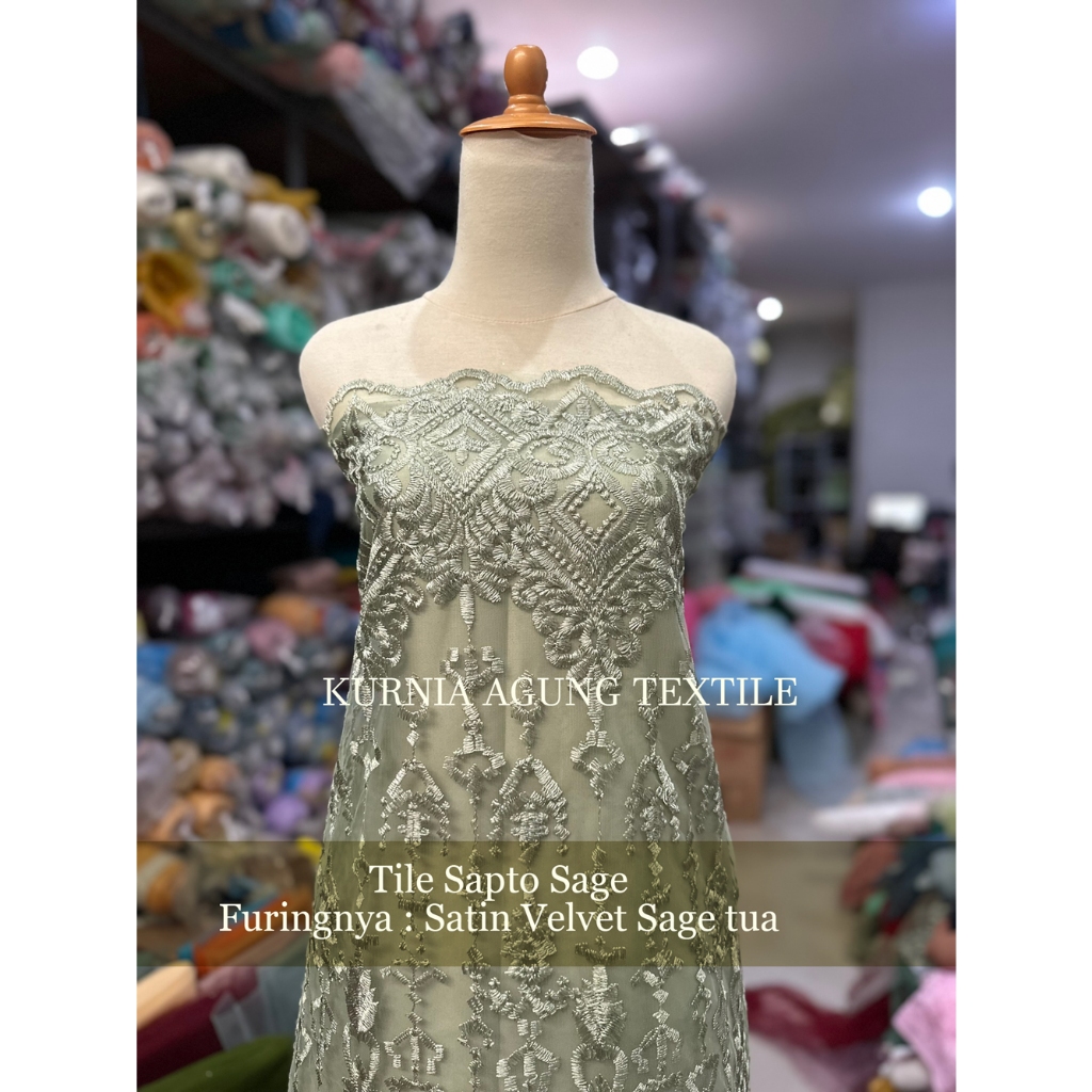 Brukat Tile Sapto Premium Ethnic Sumba Motif meter Sage Green Color ...