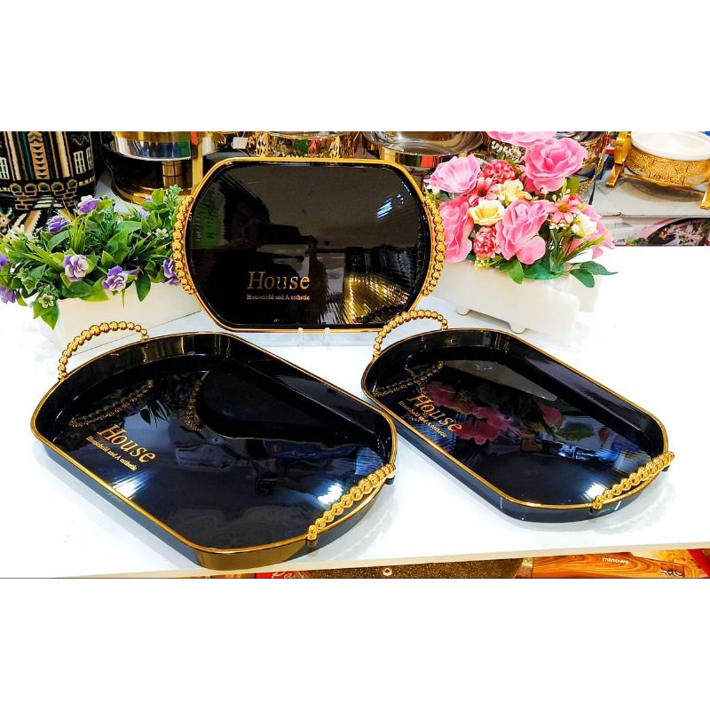 HITAM Elegant Black Les Gold Tray/Tray | Shopee Malaysia