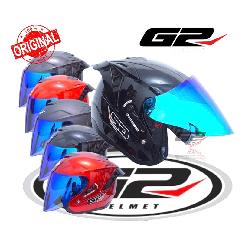 Helmet G2 OPTIMAX SOLID BLACK DOUBLE VISOR ORIGINAL (Package Handsome ...