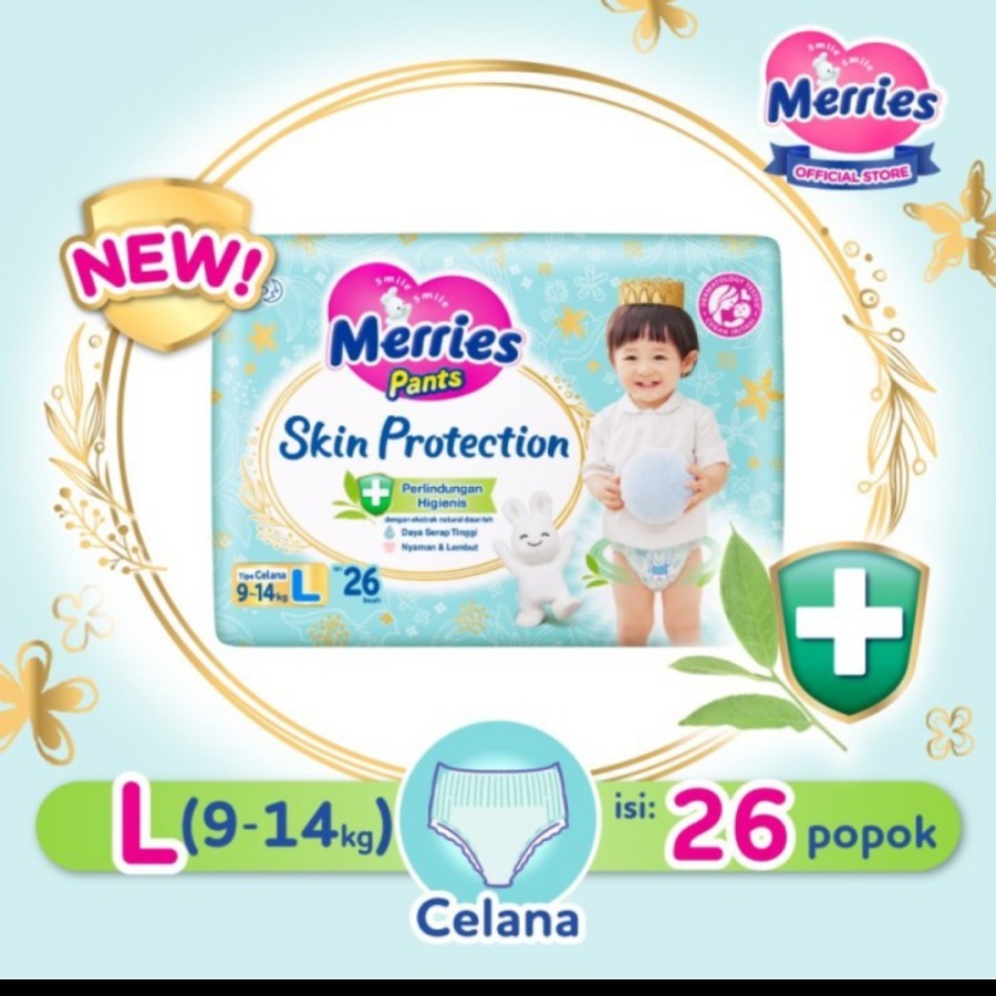 Merries Skin Protection Baby Diaper Pants Pants L26 | Shopee Malaysia
