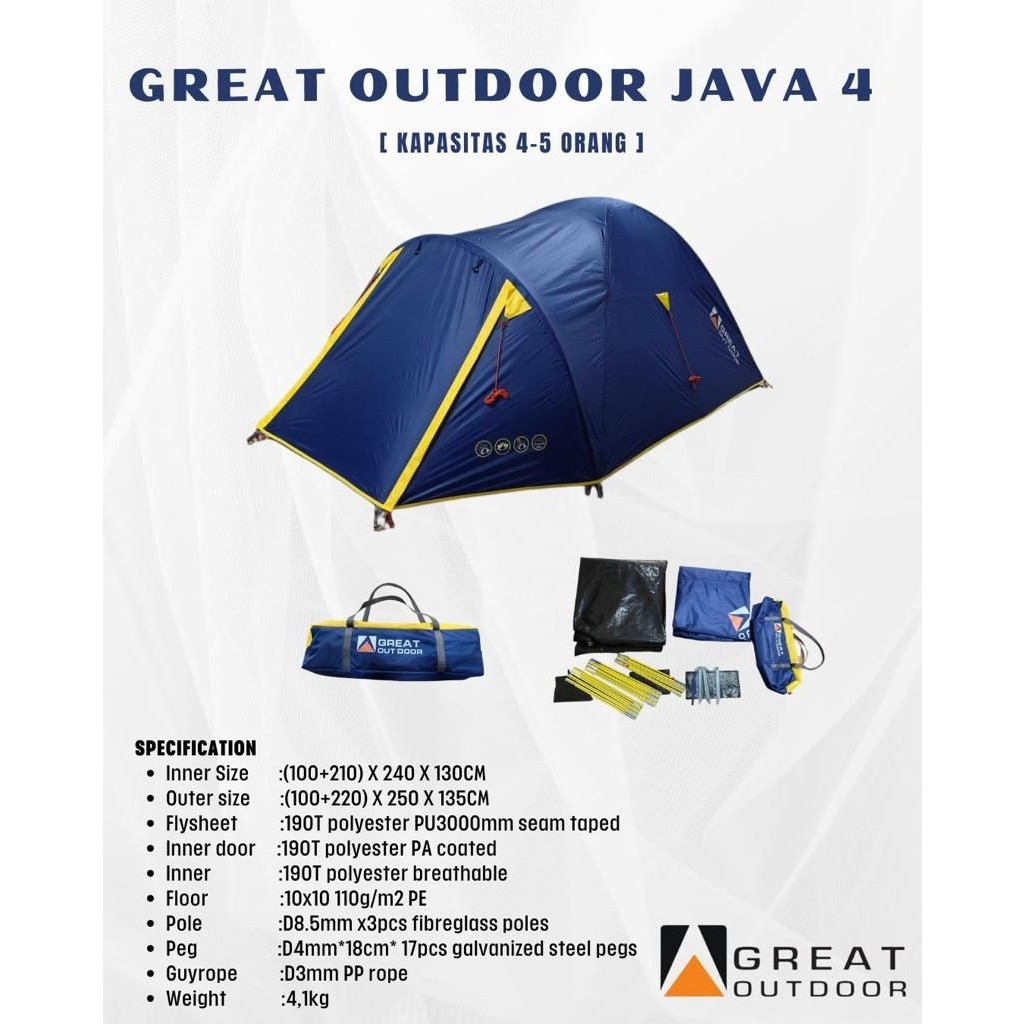 TENDA Great outdoor java 4 tent - camp tent - tent | Shopee Malaysia