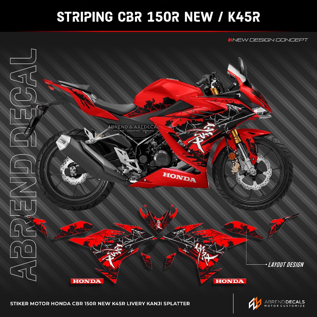 Striping CBR 150 R NEW K45R KANJI SPOTS / HONDA CBR 150R MOTORCYCLE ...
