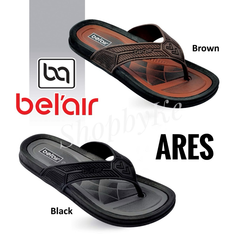 HITAM Newest ARES Type AIR BEL Men's Flip-flops Black and Brown Size 40 ...