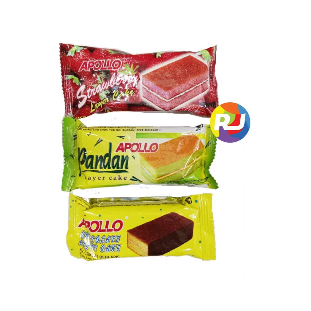Apollo Layer Cake 18gr SELL PER 10pcs - Chocolate / Strawberry / Pandan ...
