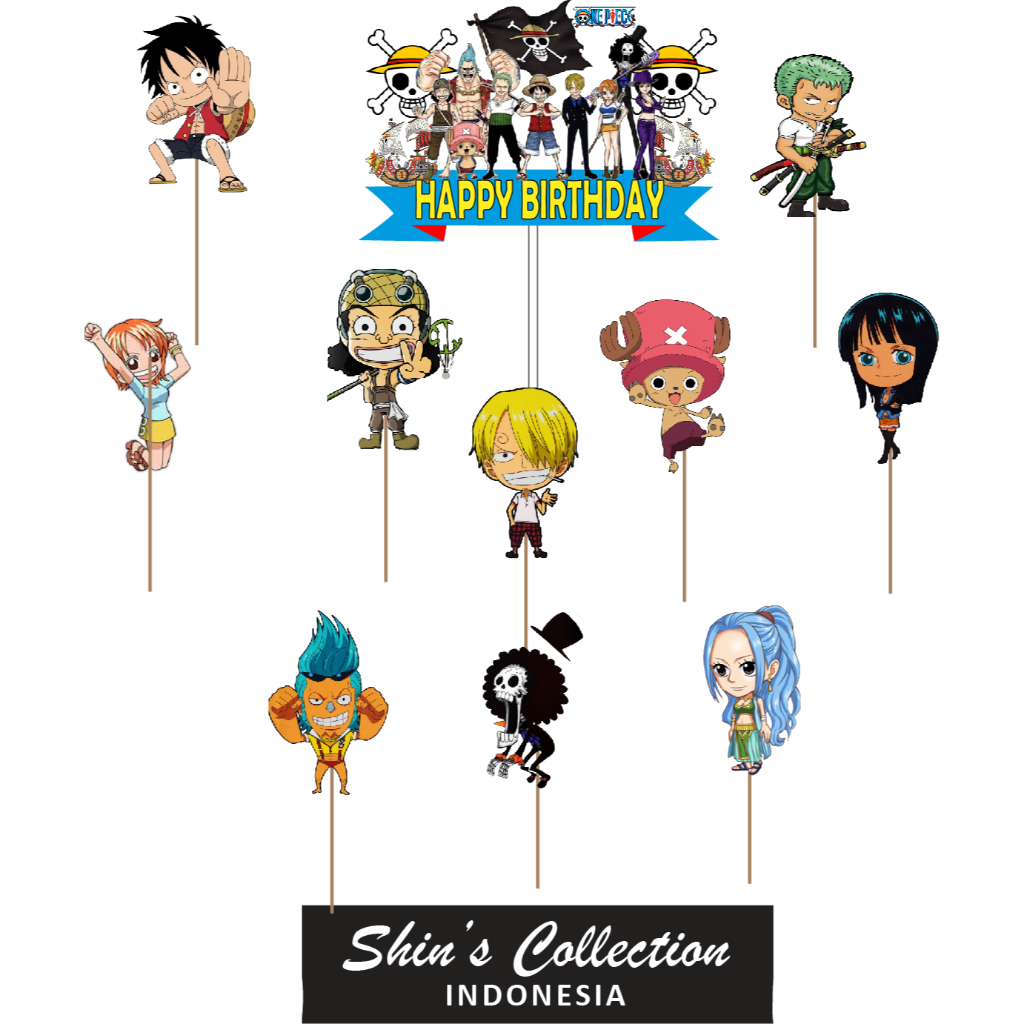 One piece old chibi Cake topper contains 11 pcs | Shopee Malaysia
