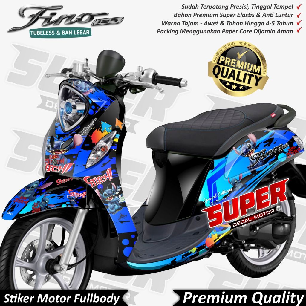 Yamaha Fino 125 Motorcycle Decal Sticker New Full Body Variation Stitch ...