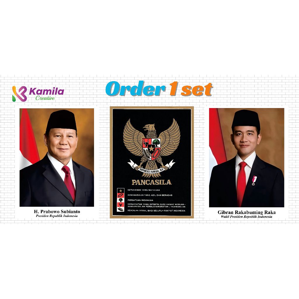 Photo Image of the Poster of the President and Vice Indonesia 1 set of ...
