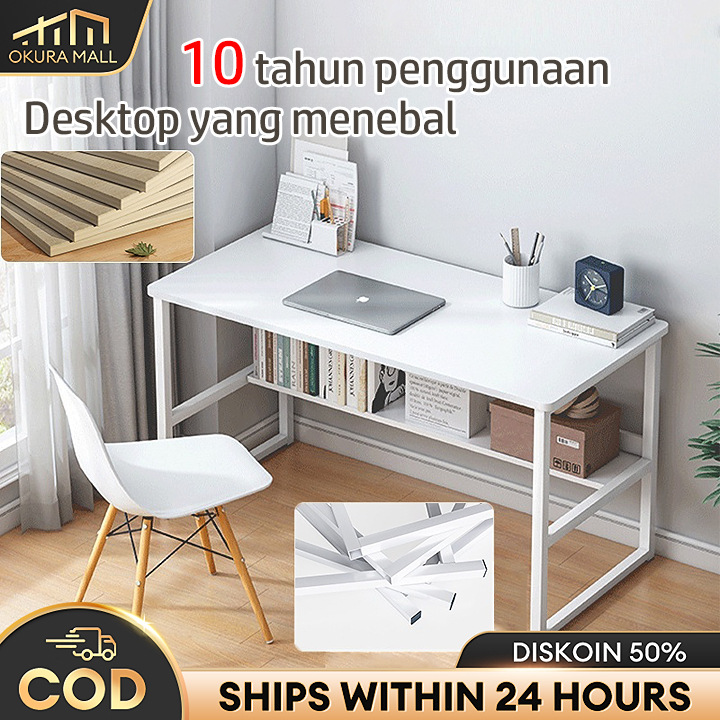 PUTIH 120cm Study Desk Minimalist Office Desk Office Desk White Work ...