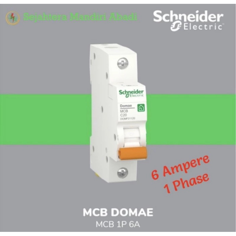 Mcb 6 Ampere 1 Phase Domae 6kA Schneider Original Merlin Gerin | Shopee Malaysia