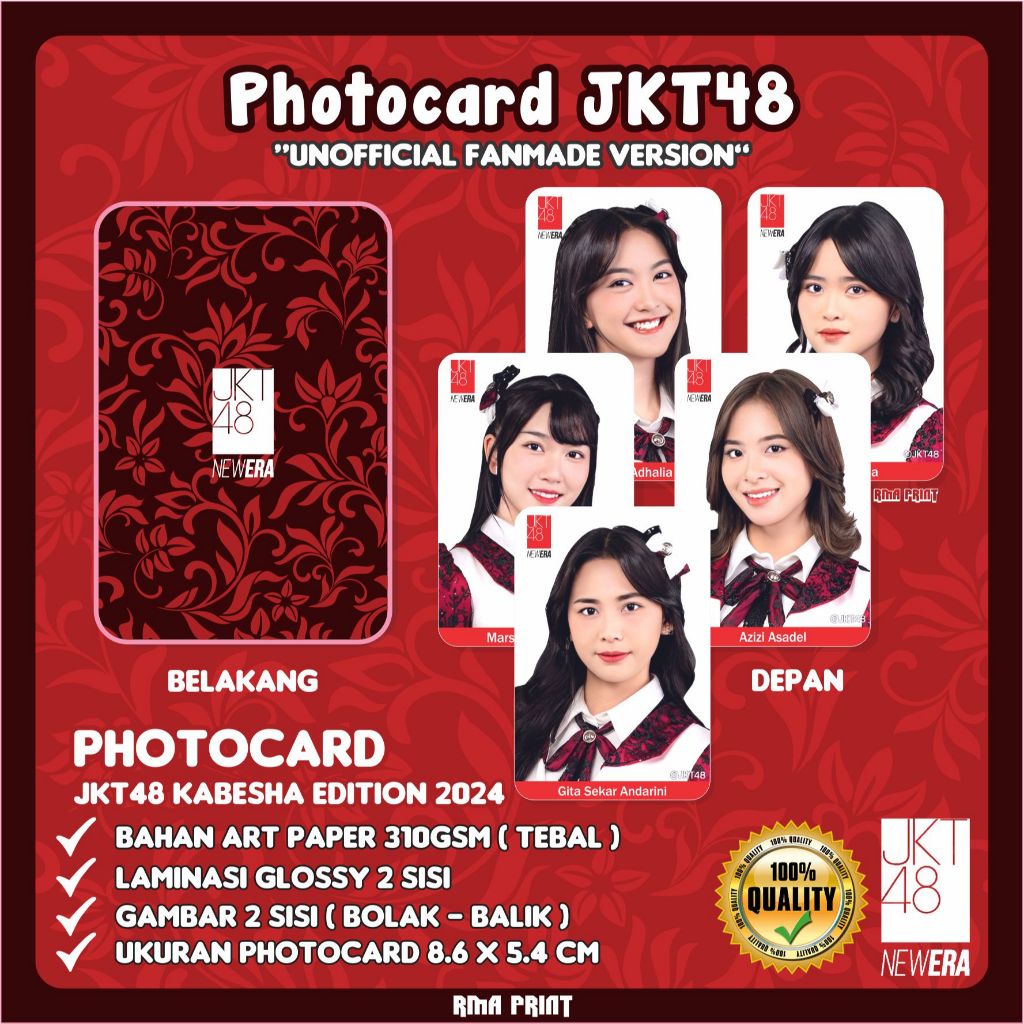 Photocard JKT48 Unofficial Fanmade Kabesha 2024 | Shopee Malaysia