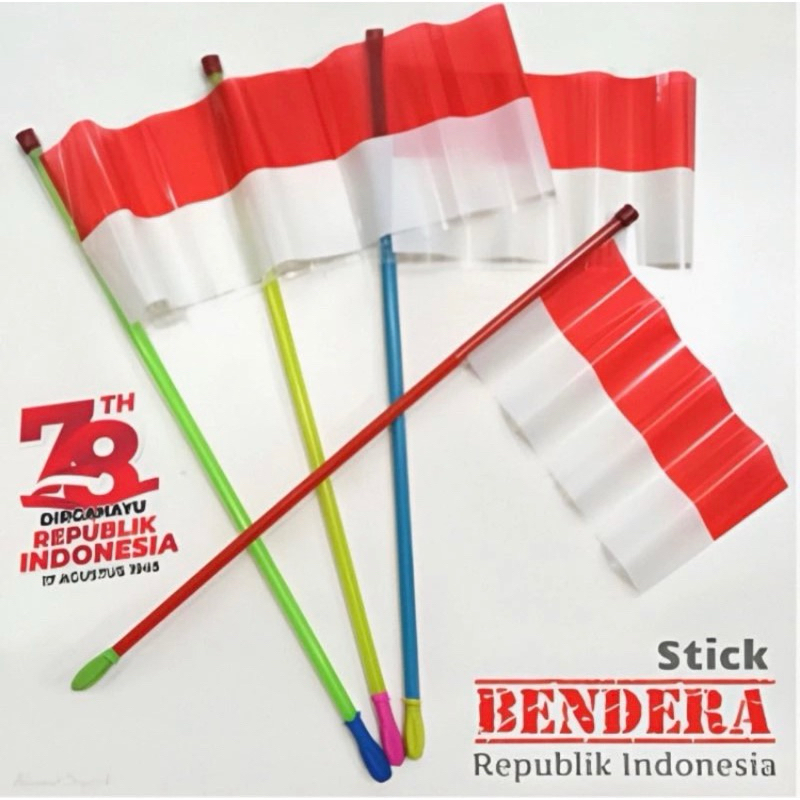 PUTIH MERAH 20pc red and white HANDLE flags / plastic flags ...