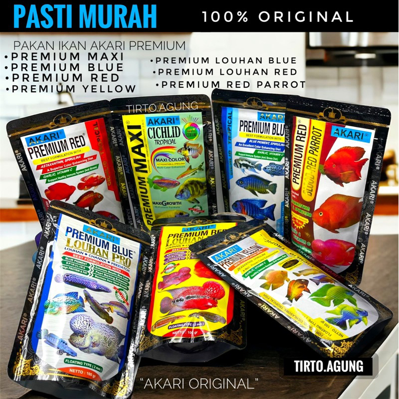 Akari PREMIUM MAXI BLUE YELLOW RED PARROT PELLETS GOLDFISH LOUHAN PRO ...