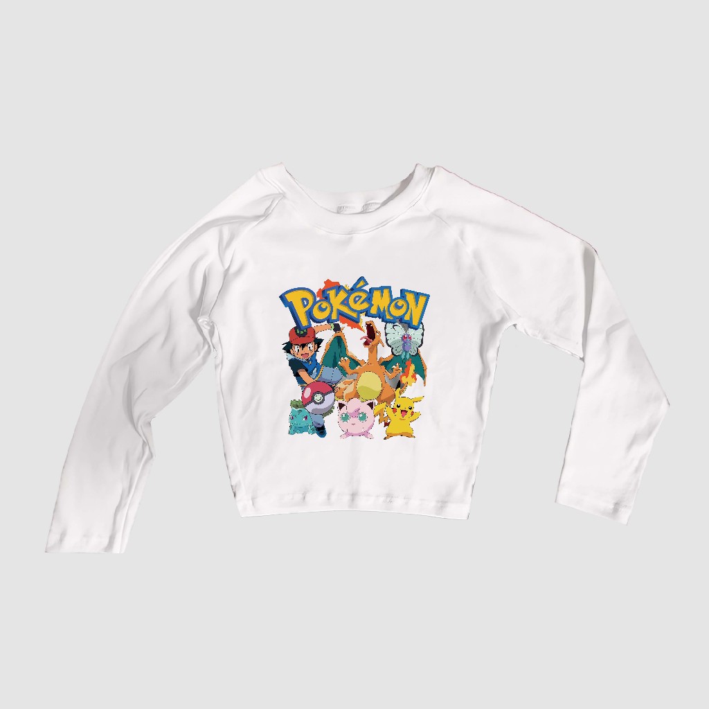 Baby Tee Long Sleeve Pokemon Style Y2k Crop Tee | Shopee Malaysia