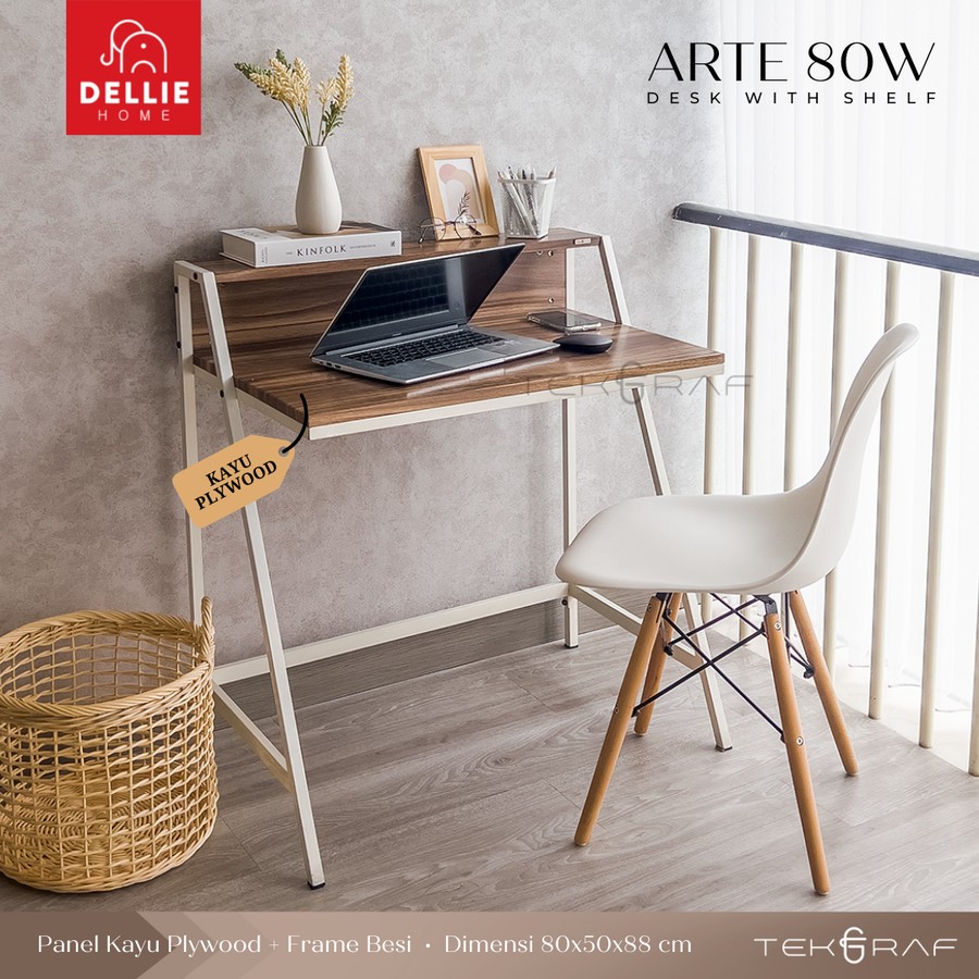 KAYU Tekgraf ARTE 80 W Iron Leg Wooden Office Computer Study Work Desk ...