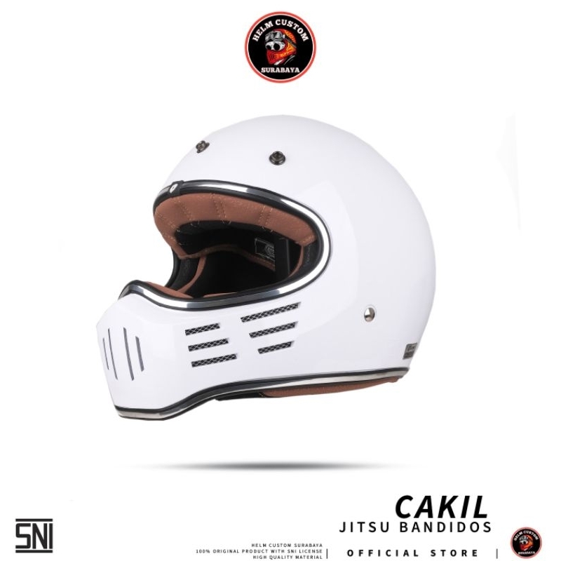 Cakil Jitsu Bandidos White Glossy SNI Helmet Official Retro Classic ...