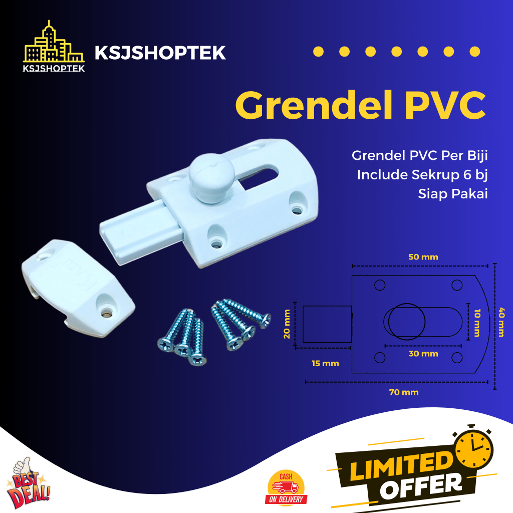 PUTIH Pvc Latch Bathroom Door Lock Slot Latch PVC Plastic Bathroom ...