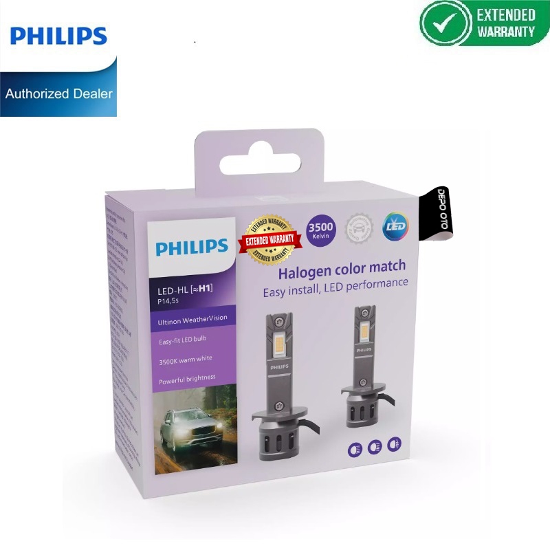 Philips Ultinon Weather Vision LED H1 3500K Yellow Car Light Bulb | Shopee Malaysia