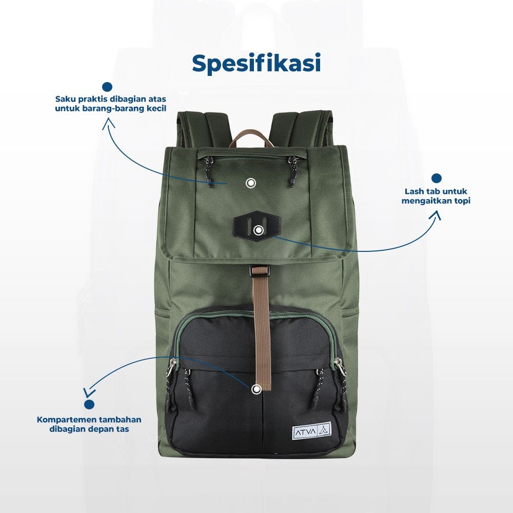 Backpack Men Women Daily Backpack Cello Olive Black Laptop 14 inch ...