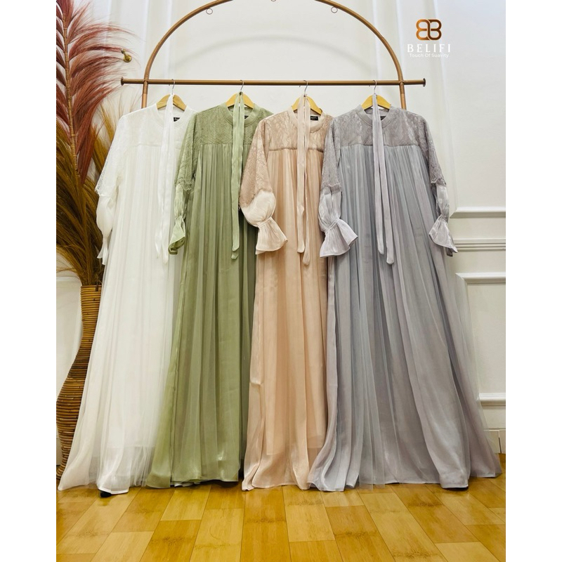 Eid al-Adha Rosea gamis hijab set by Belifi premium Organza gamis ...