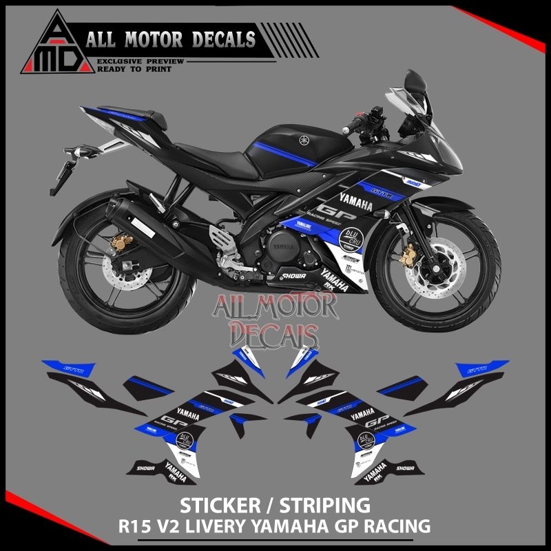 Yamaha Gp Racing R15 V2 Livery Striping Sticker / Yamaha R15 V2, V1 ...