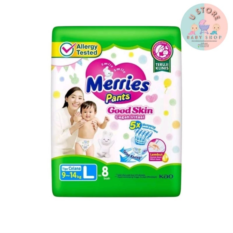 Merries Pants Good Skin L 8 Merries Baby Diapers L 8 (9-14kg) | Shopee ...