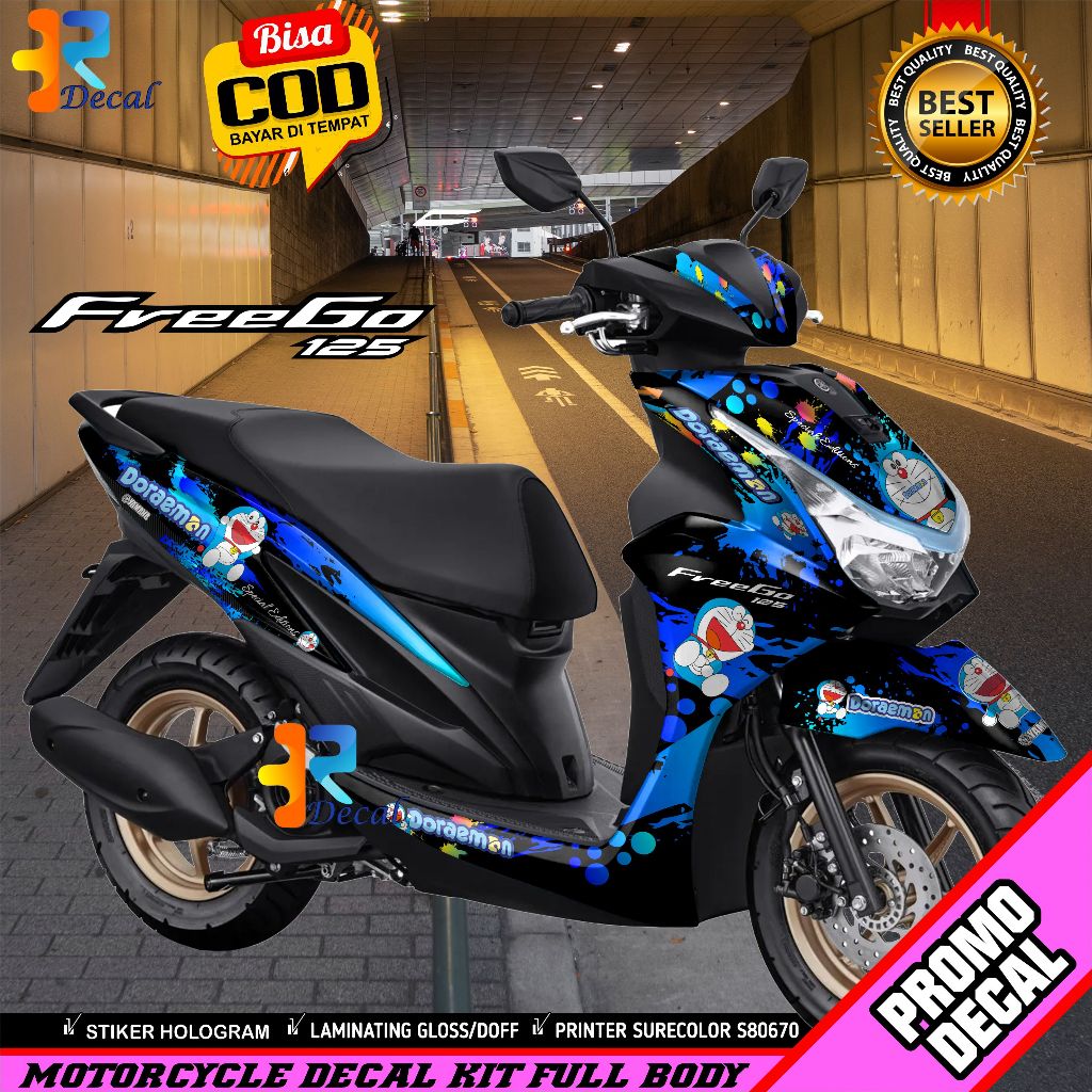 Yamaha FreeGo 125 Decal with Doraemon Motif, Latest Premium Full Body ...