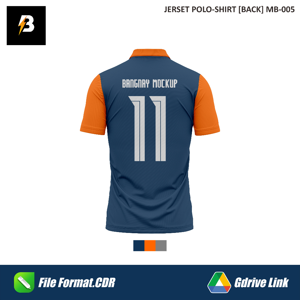 Mockup DESIGN JERSEY POLO SHIRT (BACK) - CORELDRAW FILE CDR (DIGITAL ...