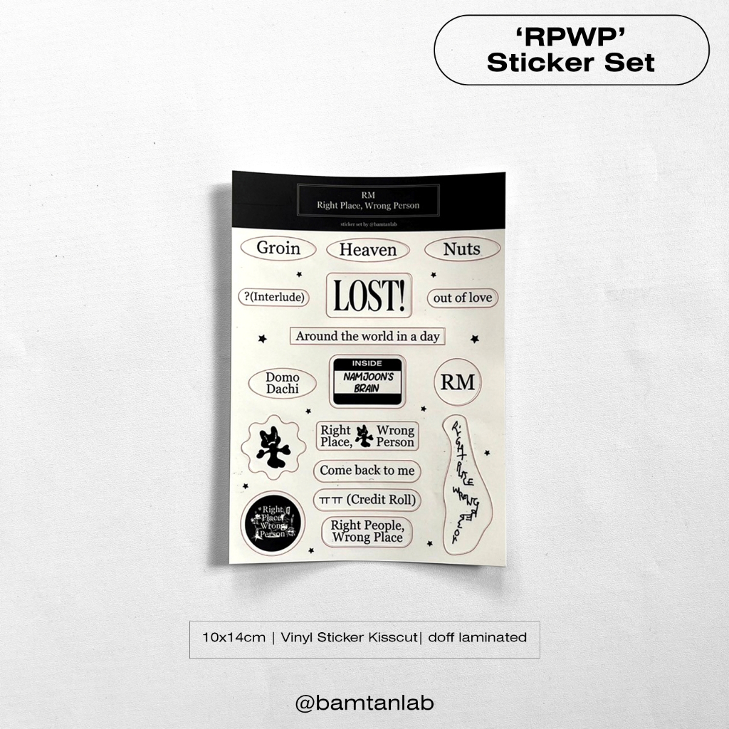 RM 'RPWP' Sticker Set | Kisscut BTS 'Right Place, Wrong Person ...