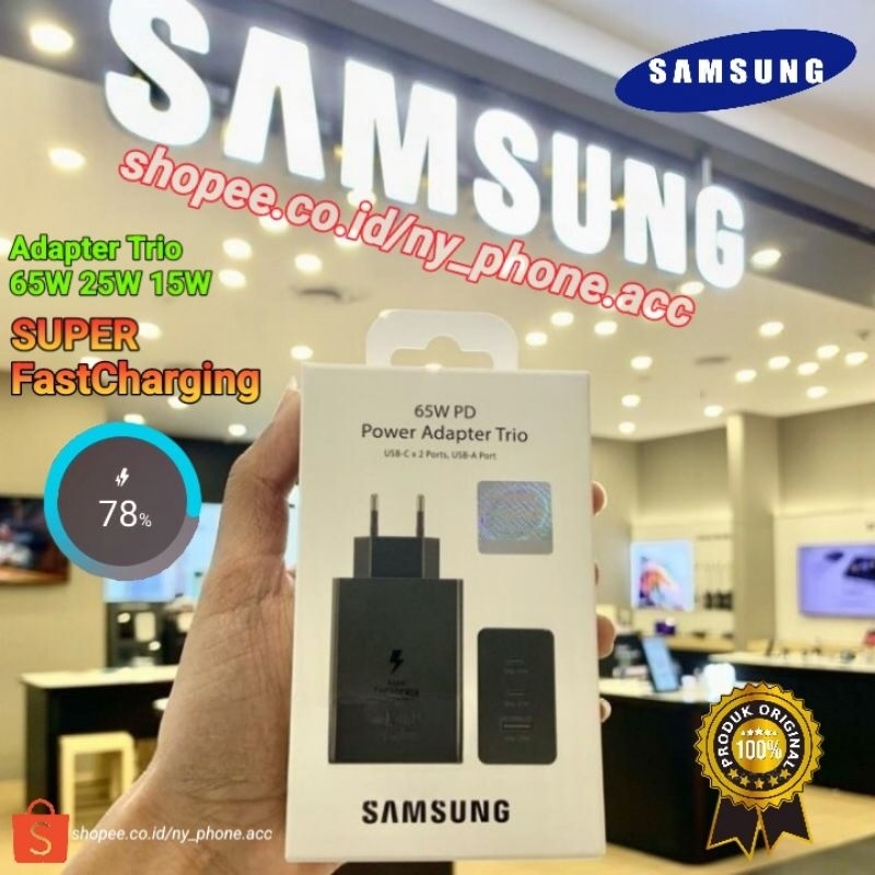 Original SAMSUNG 65W PD Power Adapter Trio Usb-C 2x Usb-A 1x Super Fast Charging | Shopee Malaysia