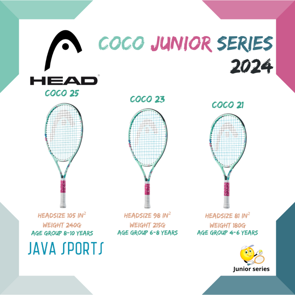Head Tennis Racket Coco Junior Series 2024 25 23 21 19 17 Tennis ...