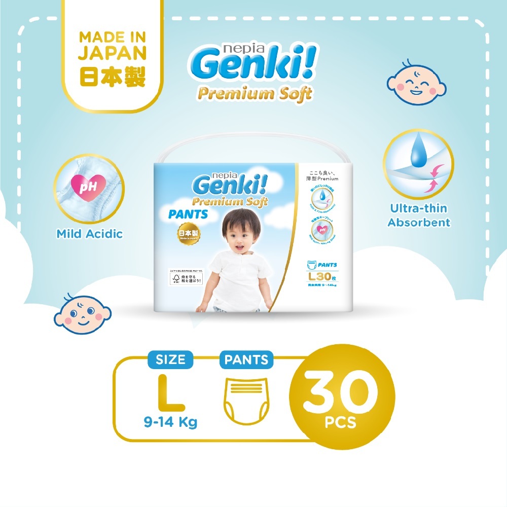 Nepia GENKI Premium Soft Pants Diaper Pants L30 L 30 | Shopee Malaysia