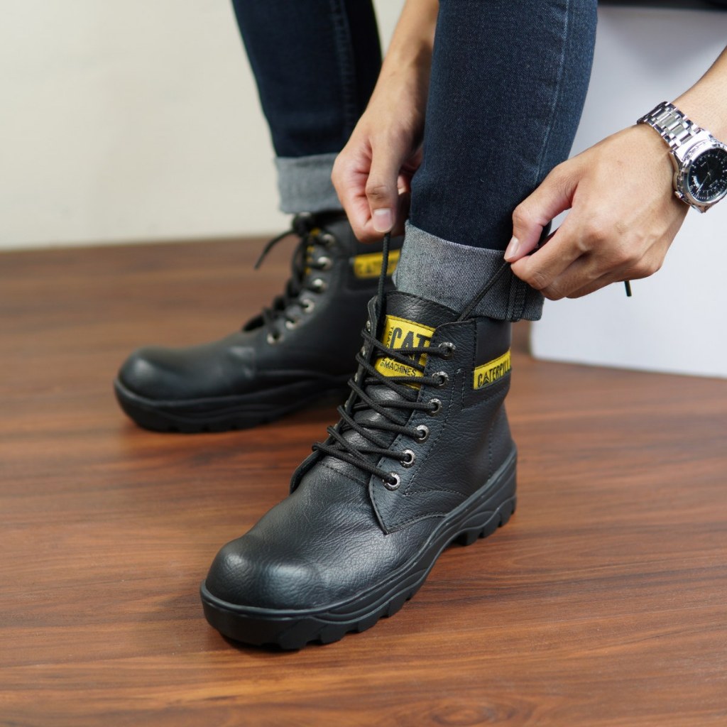 HITAM Safety Shoes Original Men Women Iron Toe Zipper Septi Saveti ...