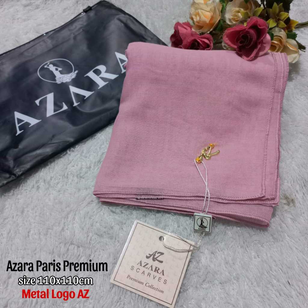Paris Premium Rectangular Hijab 4 sides Metal neci Logo Azara (pouch ...