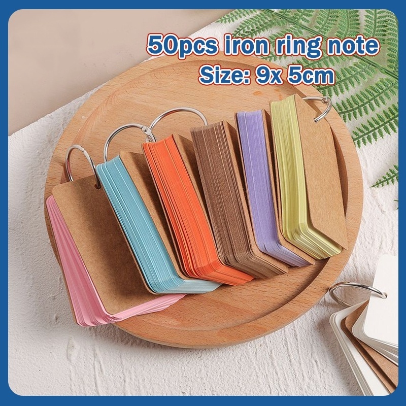 50pcs Flash Card Candy Color Paper Notebook Mini Pastel Color Free Ring ...