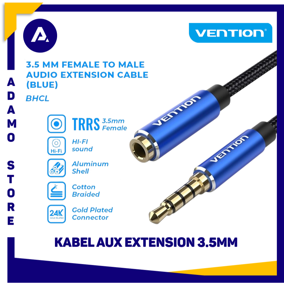 Vention 3.5mm TRRS Male To Female Braided Aux Extension Audio Cable - BHC | Shopee Malaysia