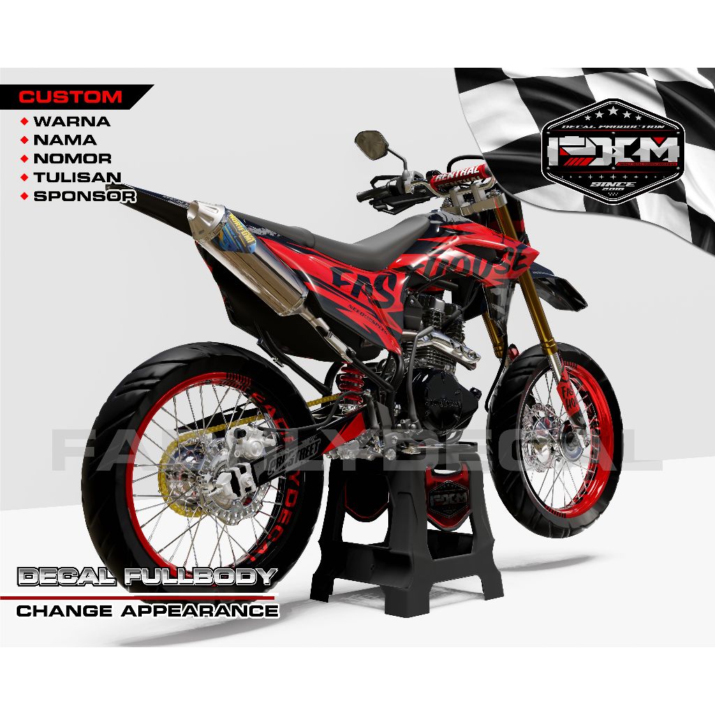 MERAH Decal CRF 150 L Red FULLBODY FASTHOUSE Cool (FULLCUSTOM/Free ...