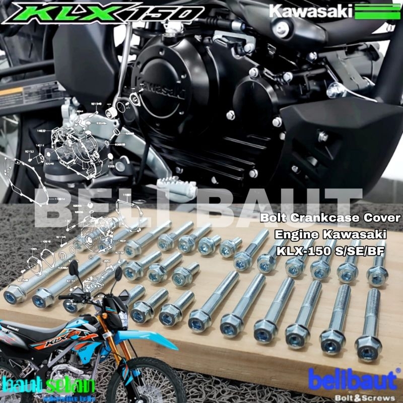 MESIN Kawasaki KLX 150 Engine Block Bolt Right Left Two Key Modes ...