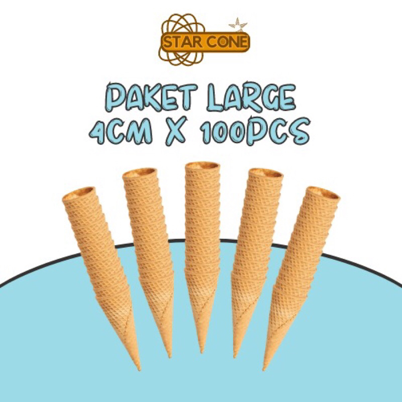 Starcone PACKAGE 1OOPCS LARGE WAFFLE SUGAR CONE CRUNCHY DIAMETER 4CM ...