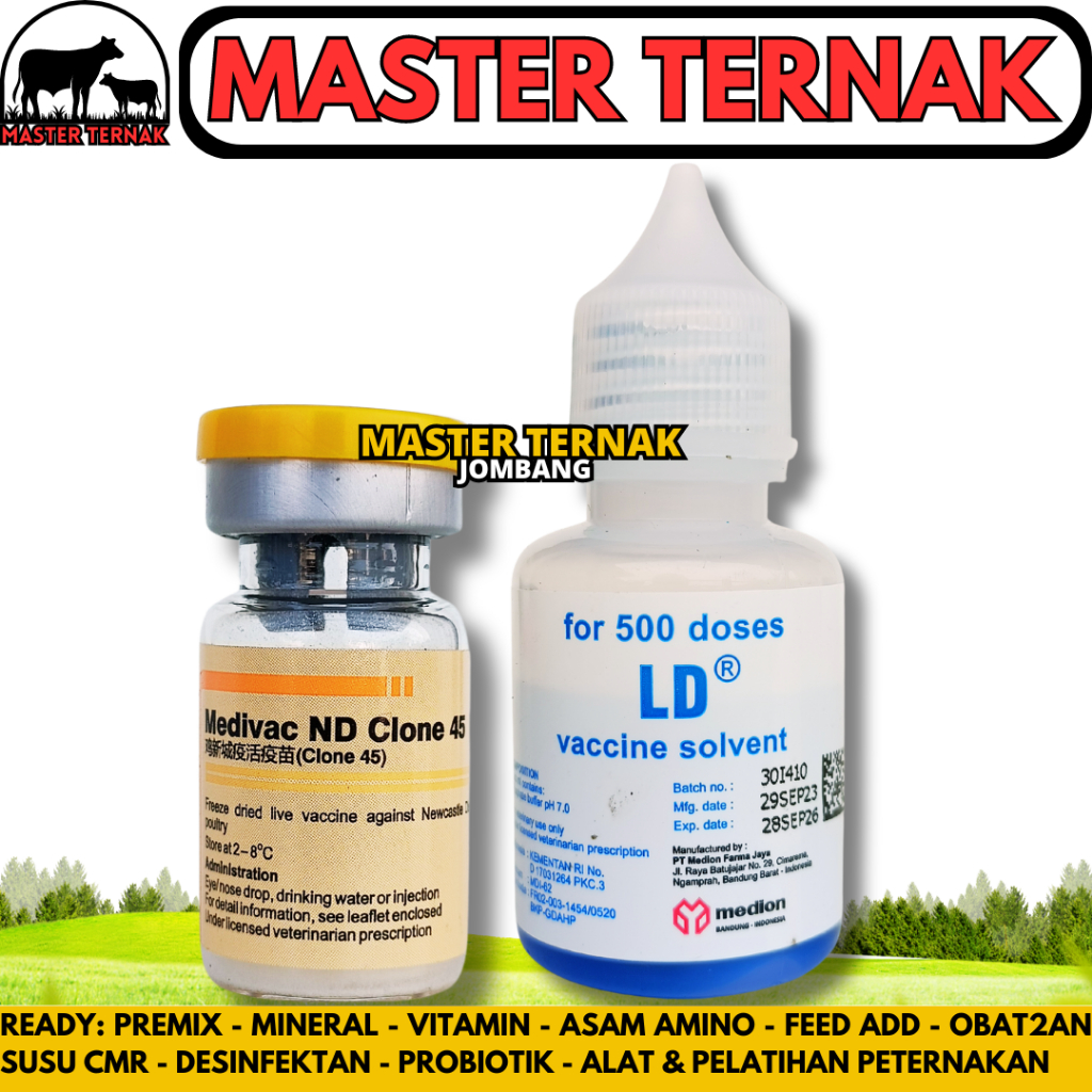 ND CLONE VACCINE 45 DOSAGE 500 TAILS + MEDIVAC MEDION SOLVENT - Tetelo ...